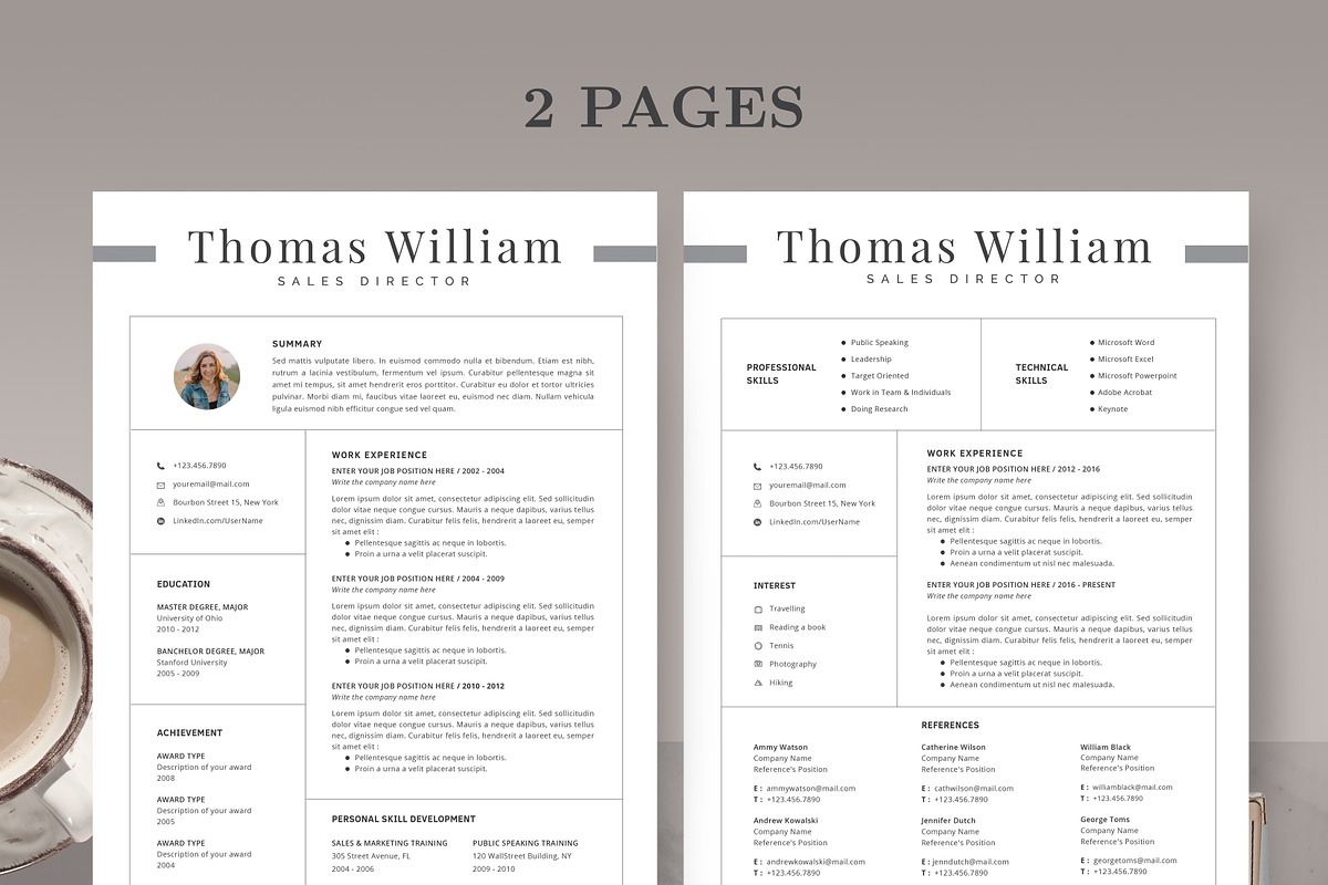 Professional Resume Template RE010, a Resume Template by Draca Design Co