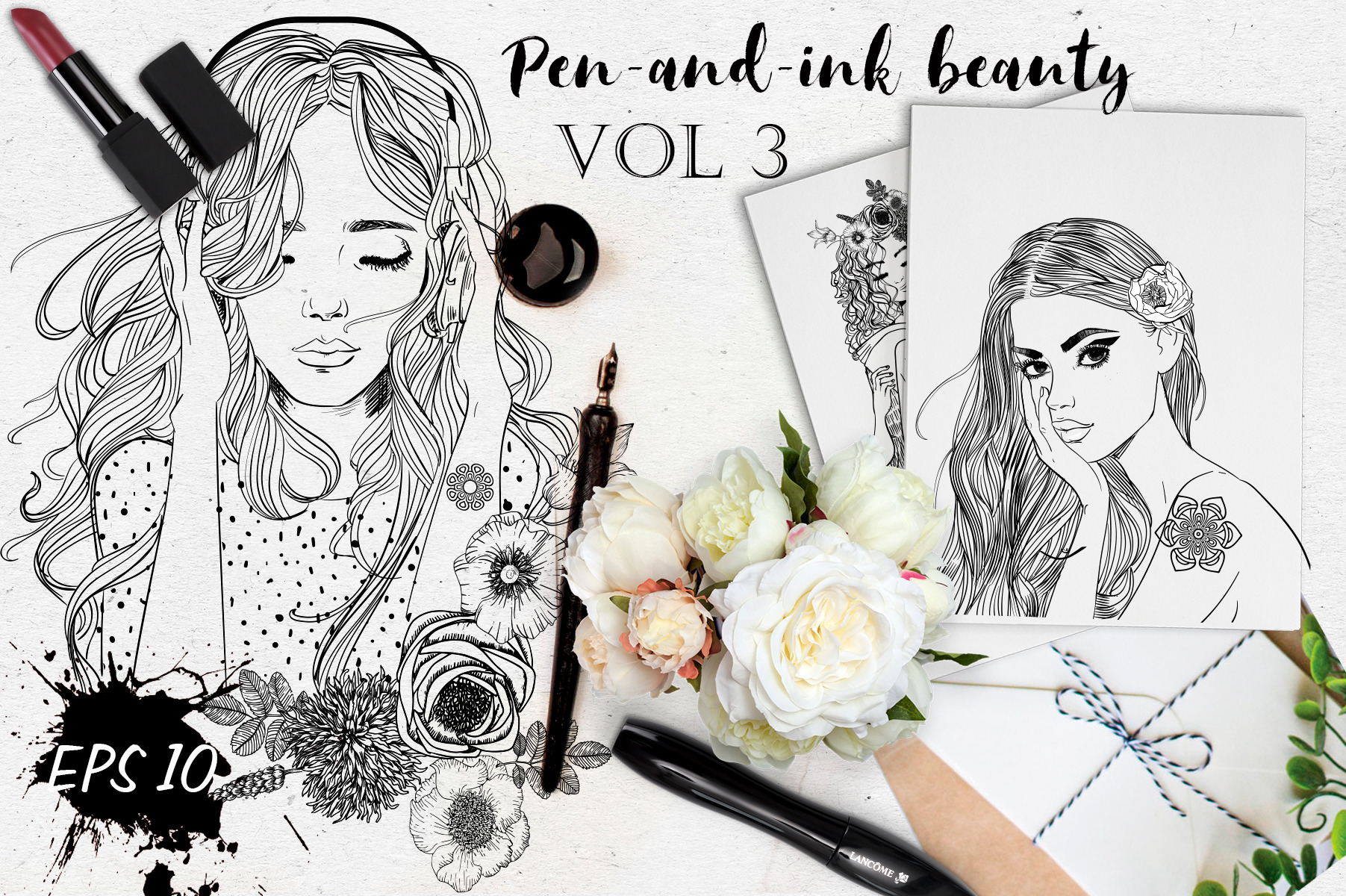 Pen-and-ink Beauty. VOL3, an Illustration by Eve Farb