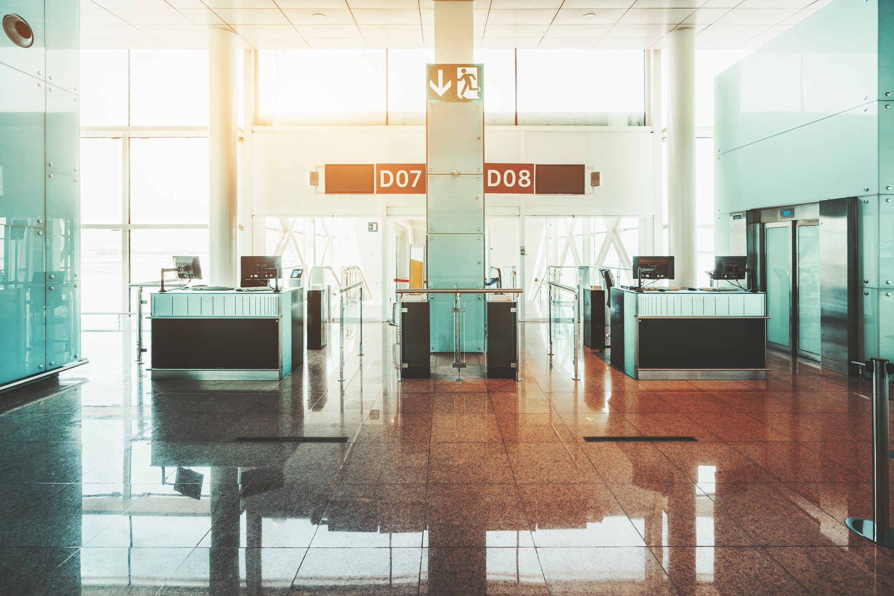 Airport boarding gates interior, a Transportation Photo by SkyNext