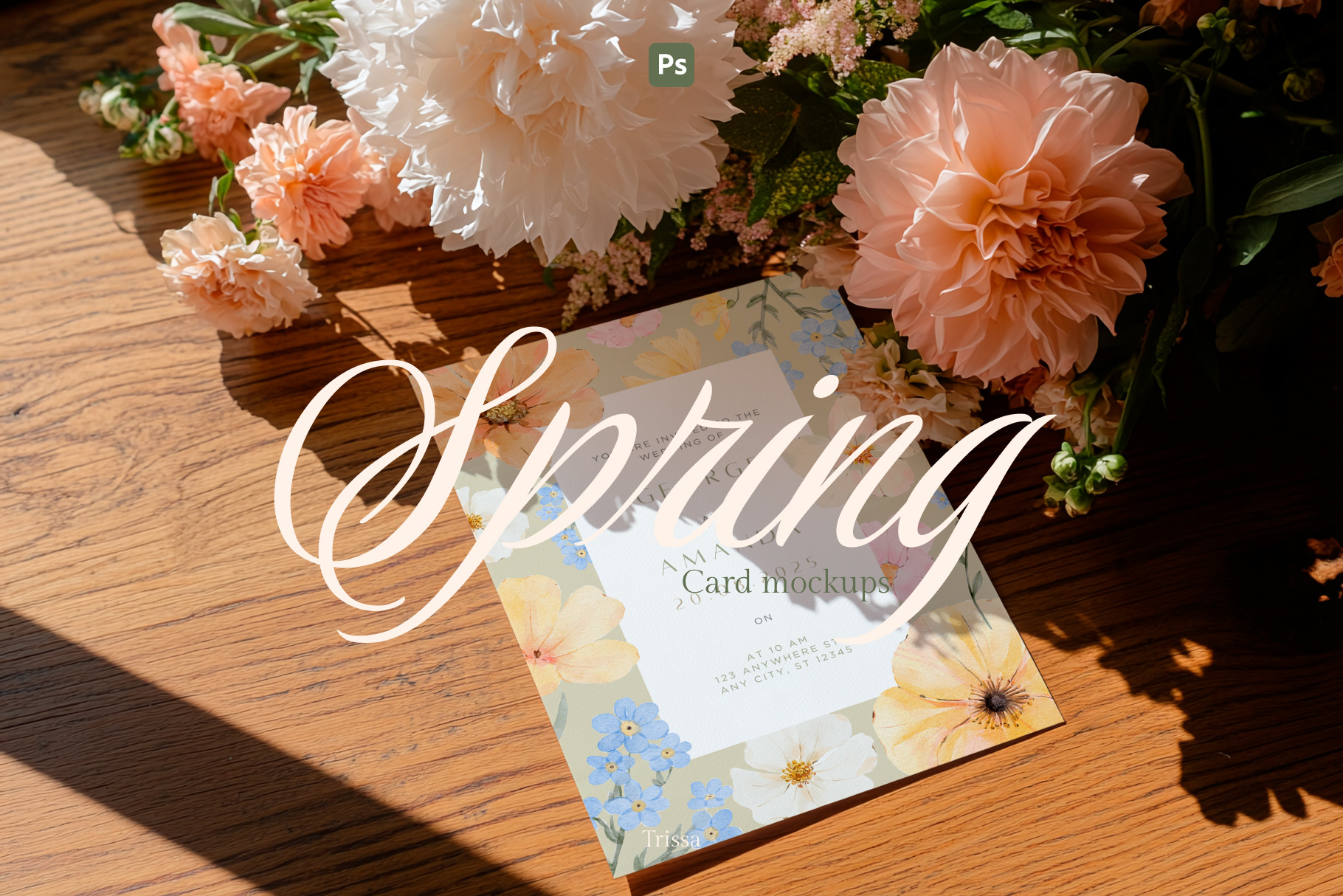 Spring card mockup, floral mockups
