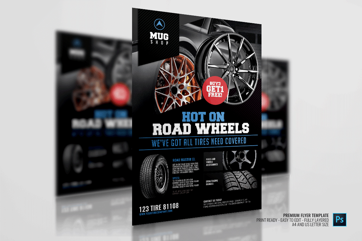 Tire Supply Shop Flyer, a Flyer Template by PSDPixel