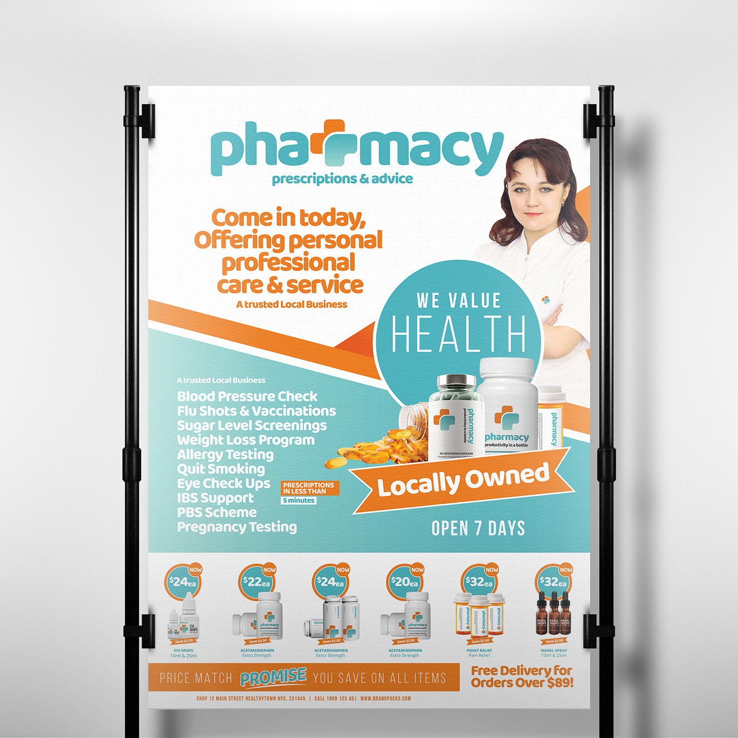 Pharmacy Poster Template, a Flyer Template by BrandPacks