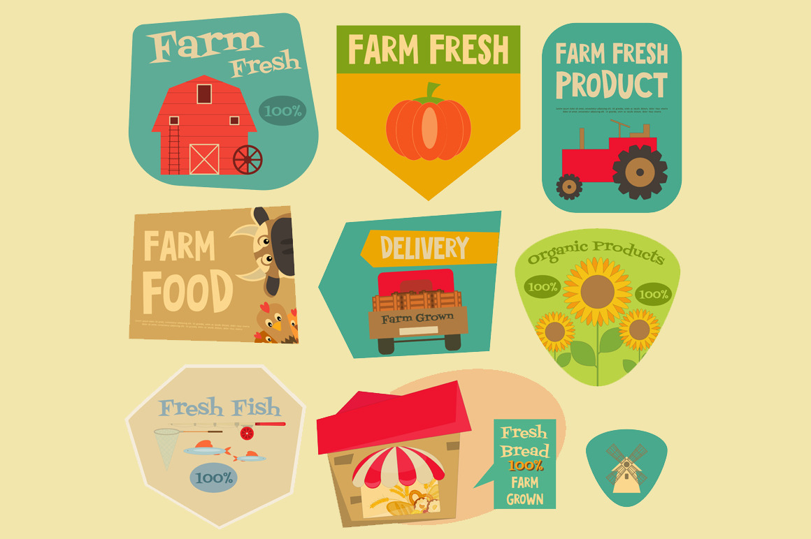 Farm Stickers, a Food Illustration by ELFIVETROV DESIGN