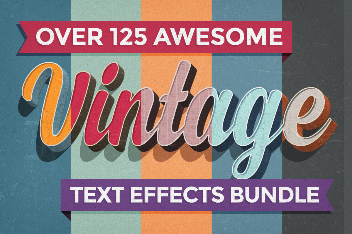 Retro & Vintage Photoshop Bundle, a Layer Style Add-On by Creativenauts