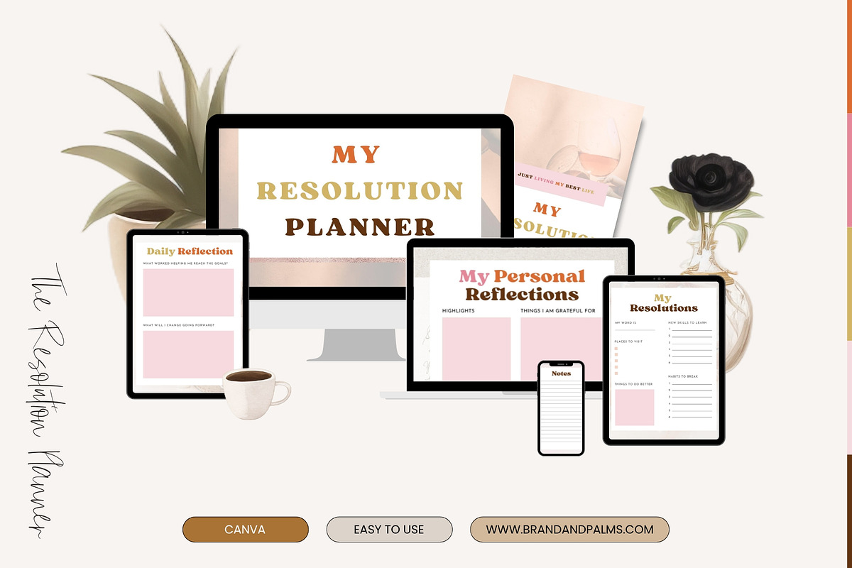 The Resolution Planner For Canva, a Templates & Theme by Brand & Palms