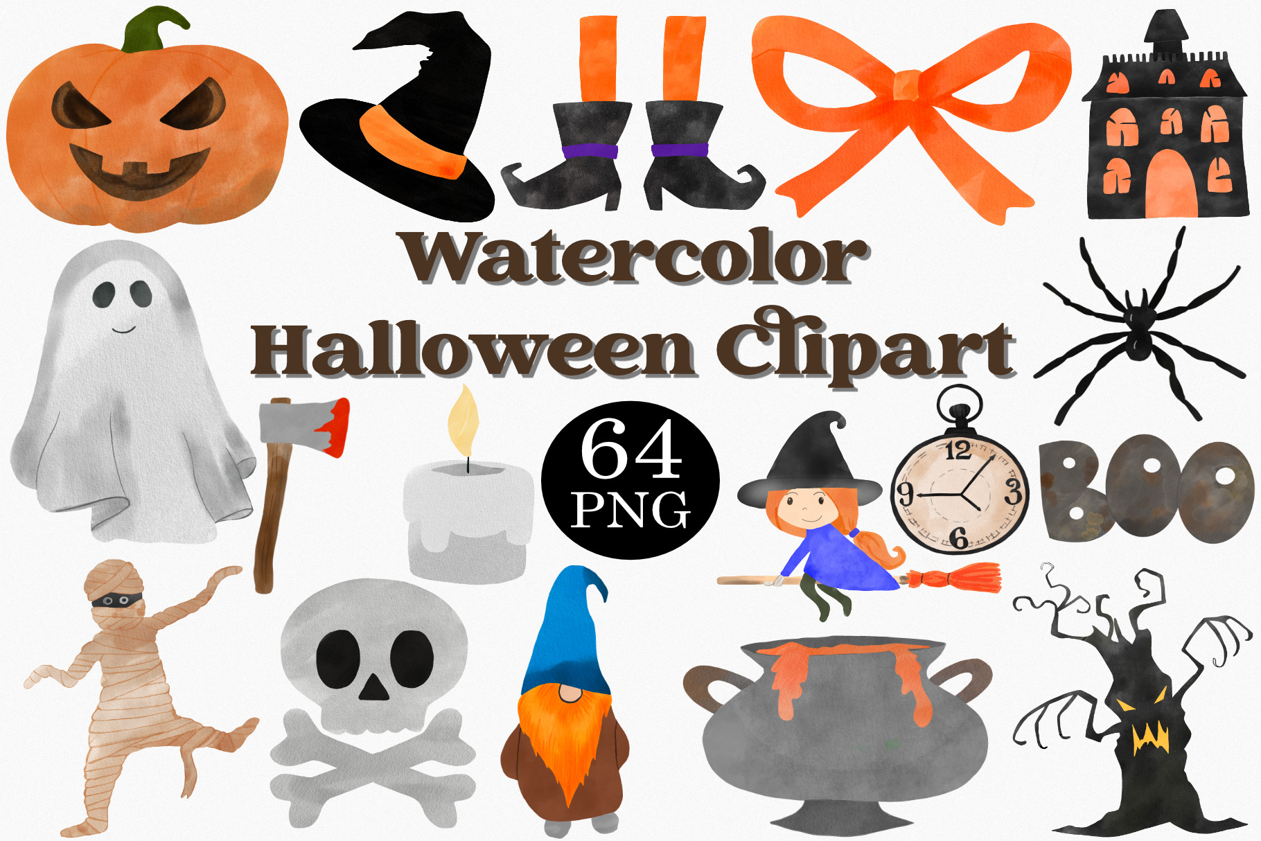 Watercolor Halloween Clipart Set, a Seasonal Illustration by CropUp ...