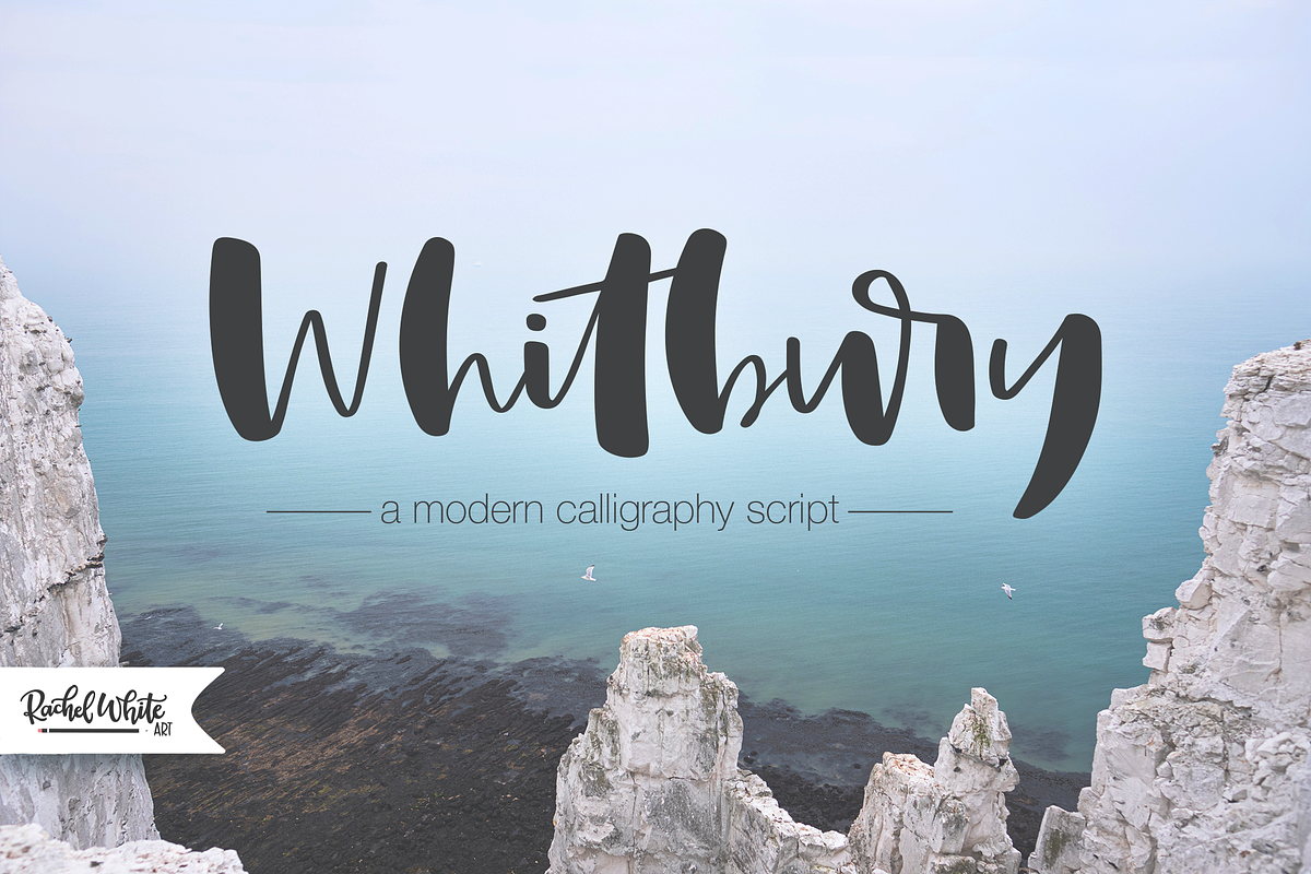 Whitbury, a modern calligraphy font, a Script Font by Rachel White Art ...