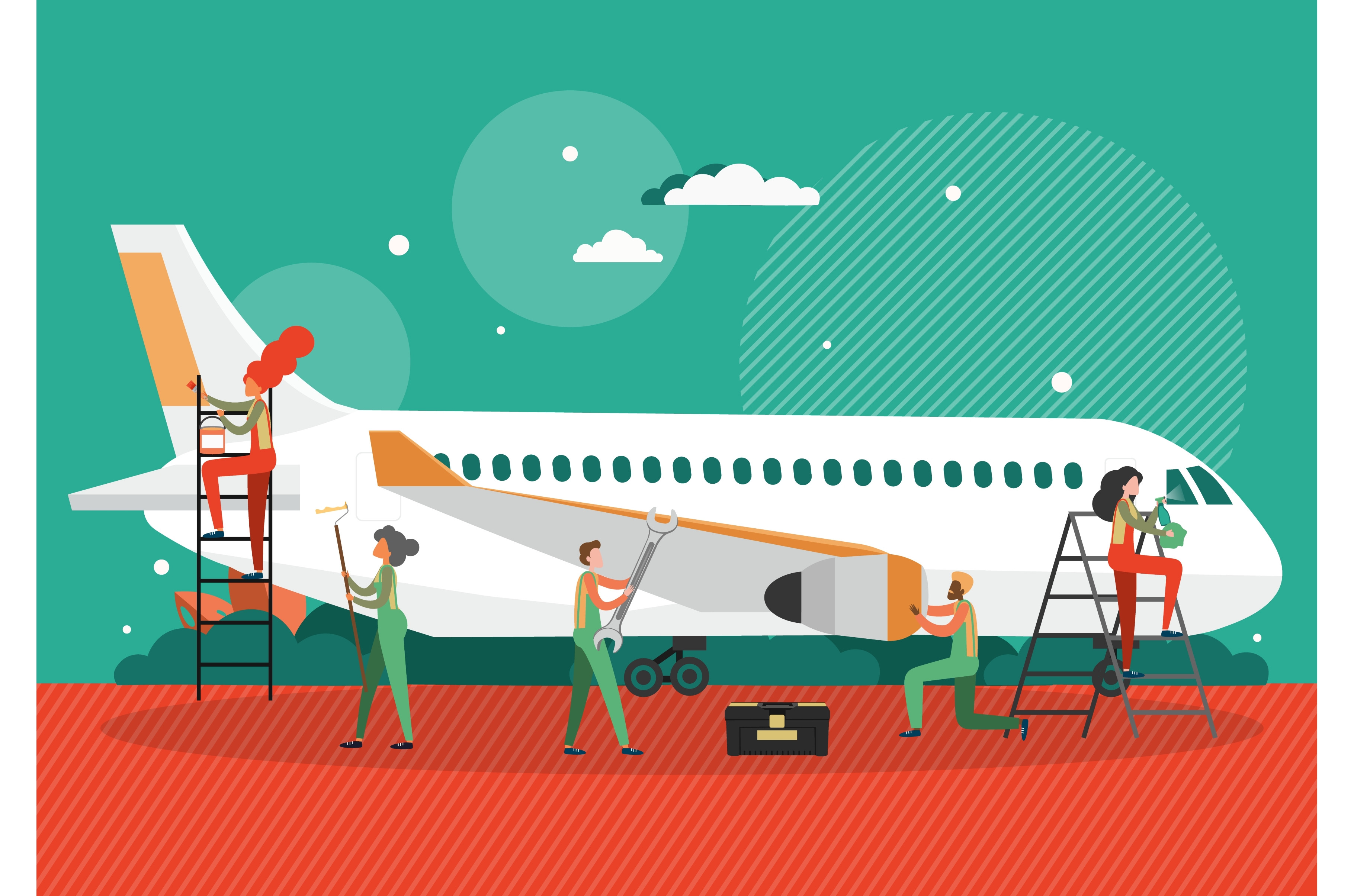 People cleaning, painting, fixing, a Person Illustration by ...