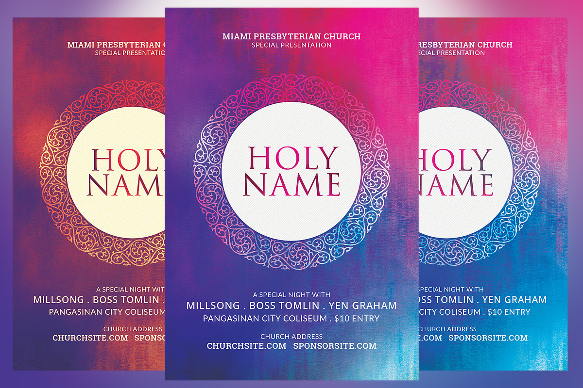 Holy Name Minimal Church Flyer, a Flyer Template by KiraYamato Design ...