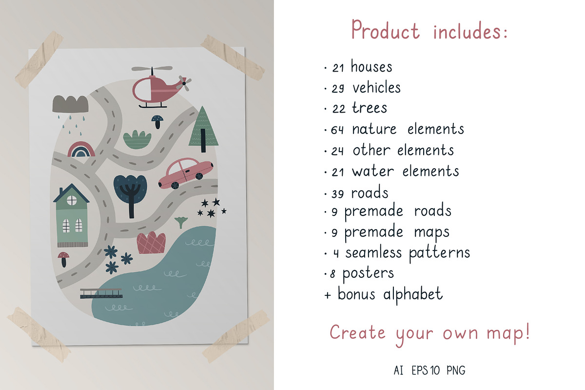 City map creator. Kid's collection