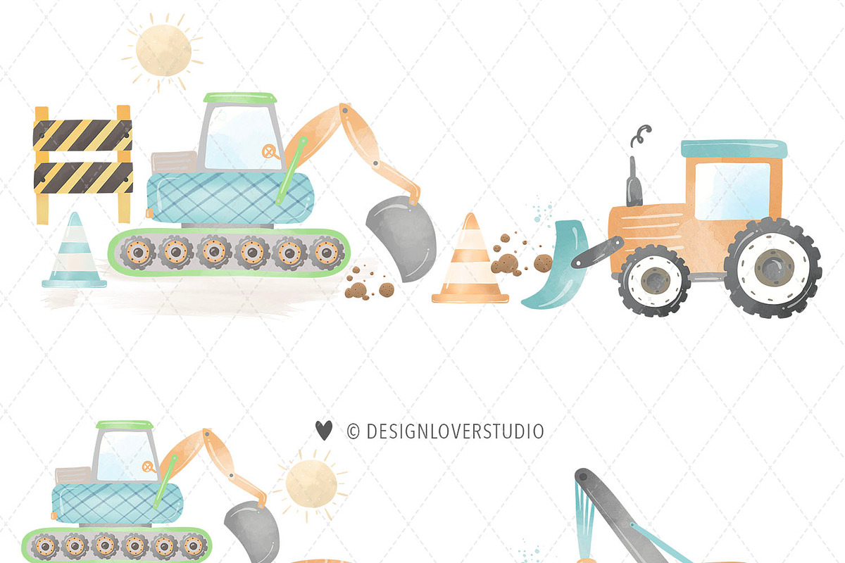 Construction Diggers design, an Illustration by designloverstudio