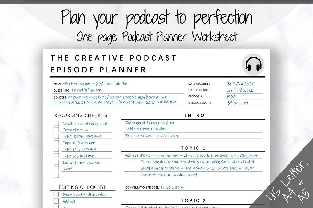 Podcast Planner Template | Creative Market