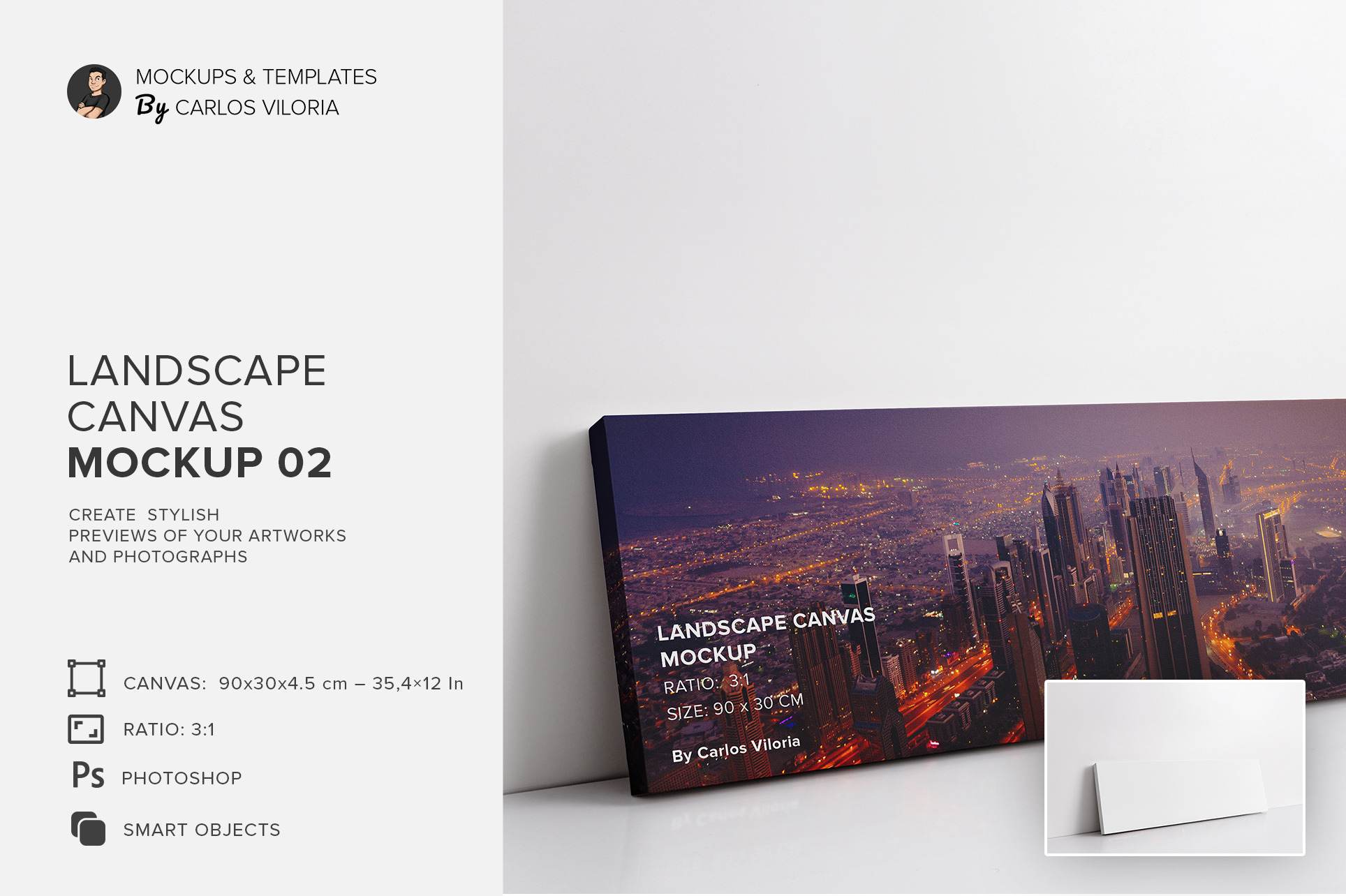 Landscape Canvas Ratio 3x1 Mockup 02, a Print Template by Mockups by ...