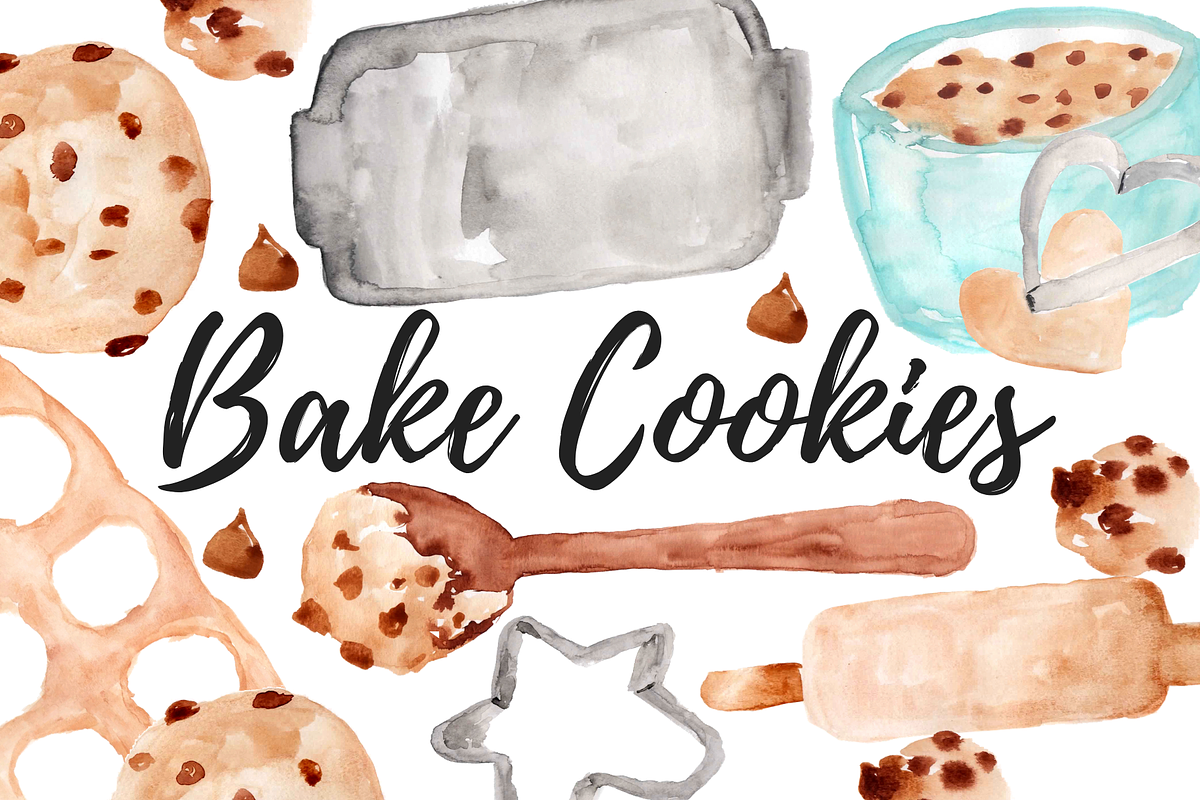 Watercolor Cookies Clipart Set, a Food Illustration by Writelovely ...