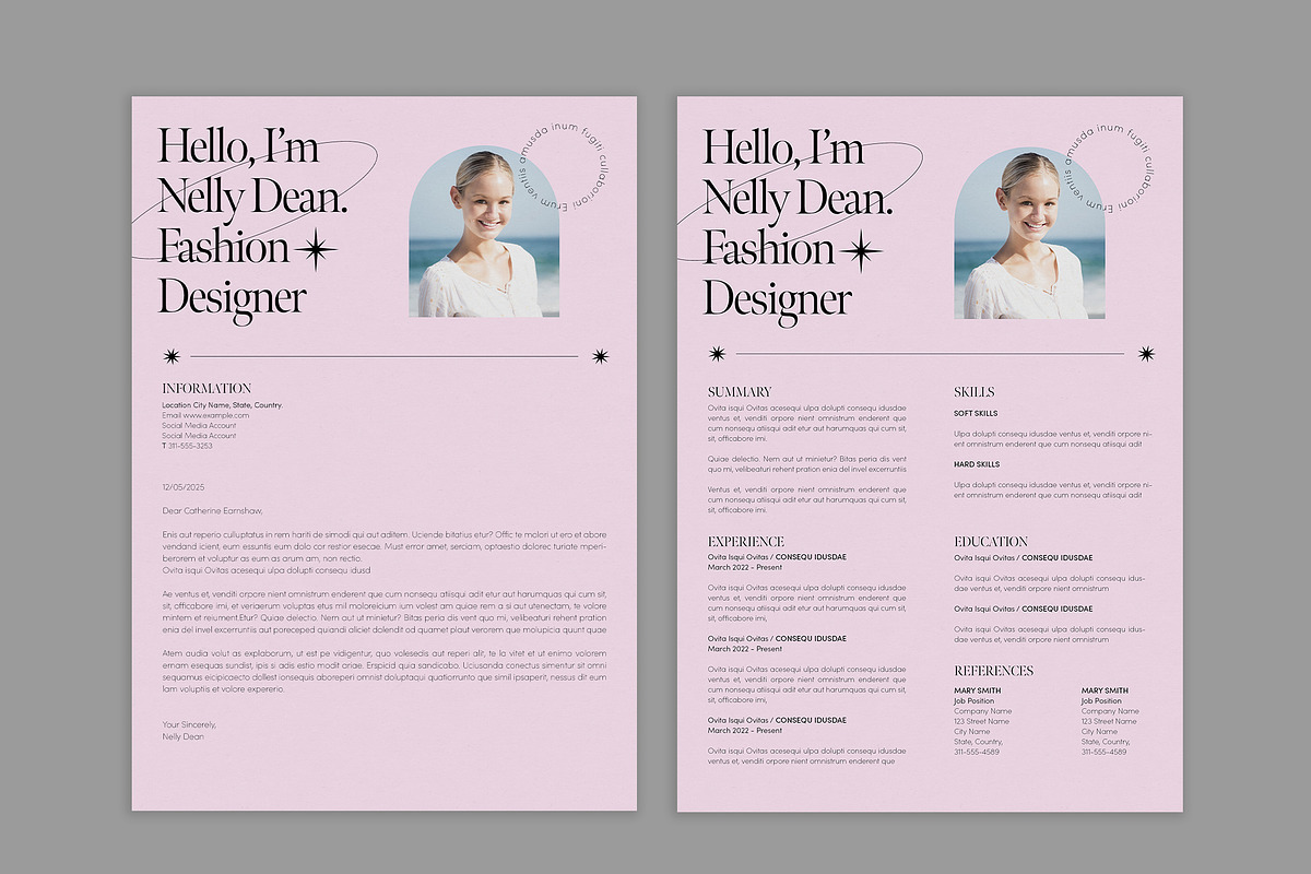 Pink Modern Resume Layout Design, a Resume Template by wavebreak ...