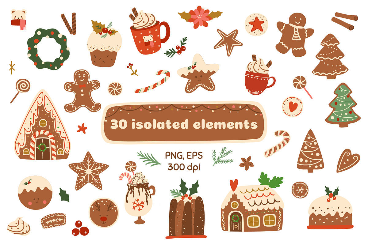 Vector Christmas gingerbread prints