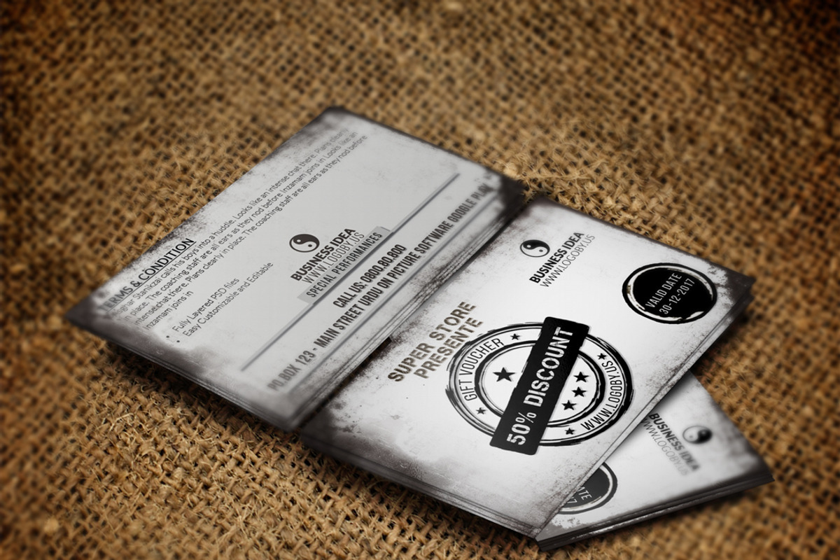 Black & White Gift Voucher, a Card Template by shujaktk