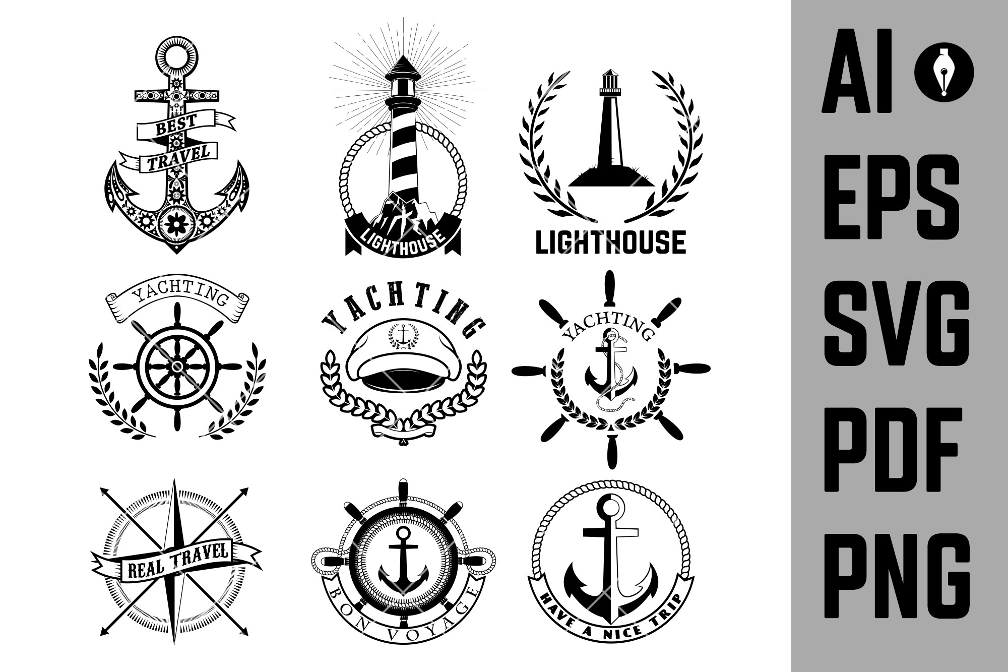 Set of sea and nautical emblems, a Decorative Illustration by Vectorhight