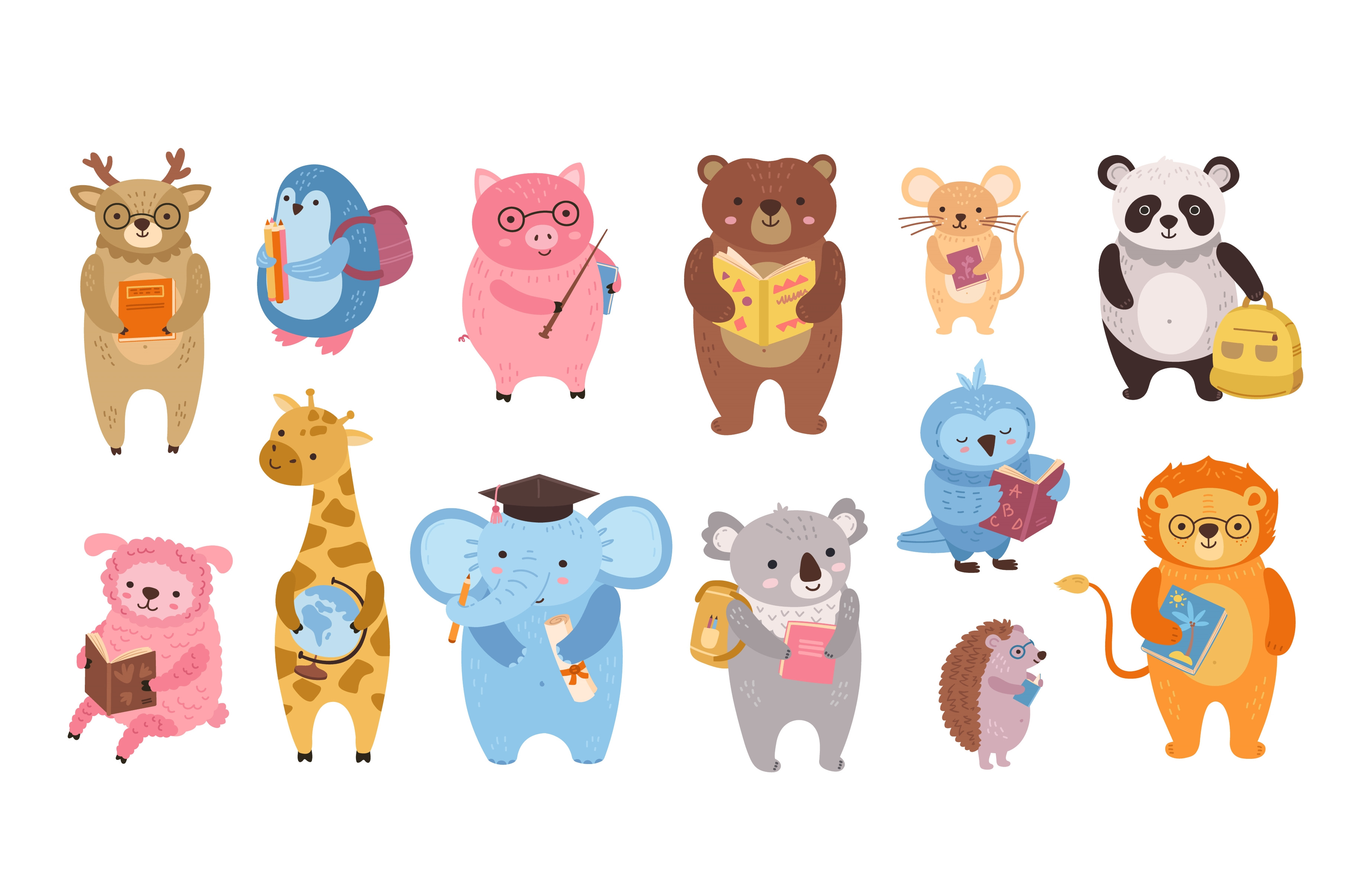 Smart animals. Cute animal teacher, a Background Graphic by Valerie Bodnar