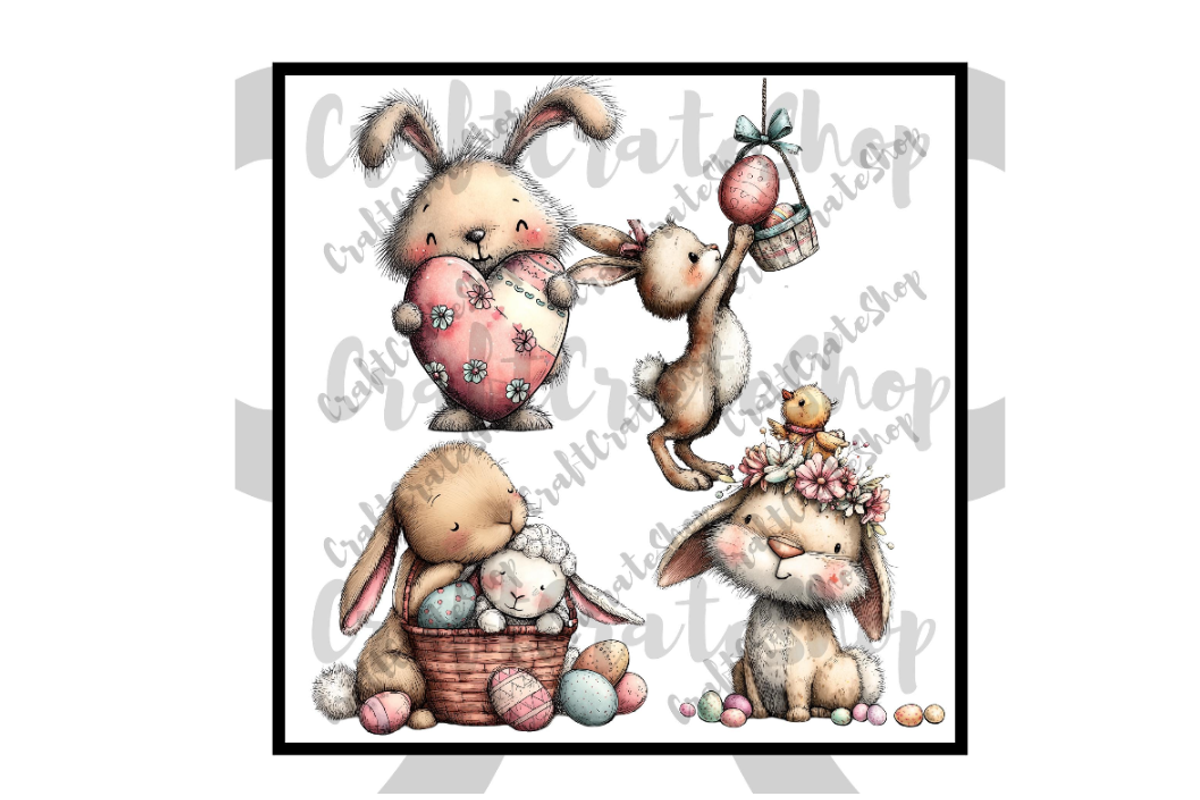Whimsical Bunny Easter Clipart, an Illustration by CraftCrateShop