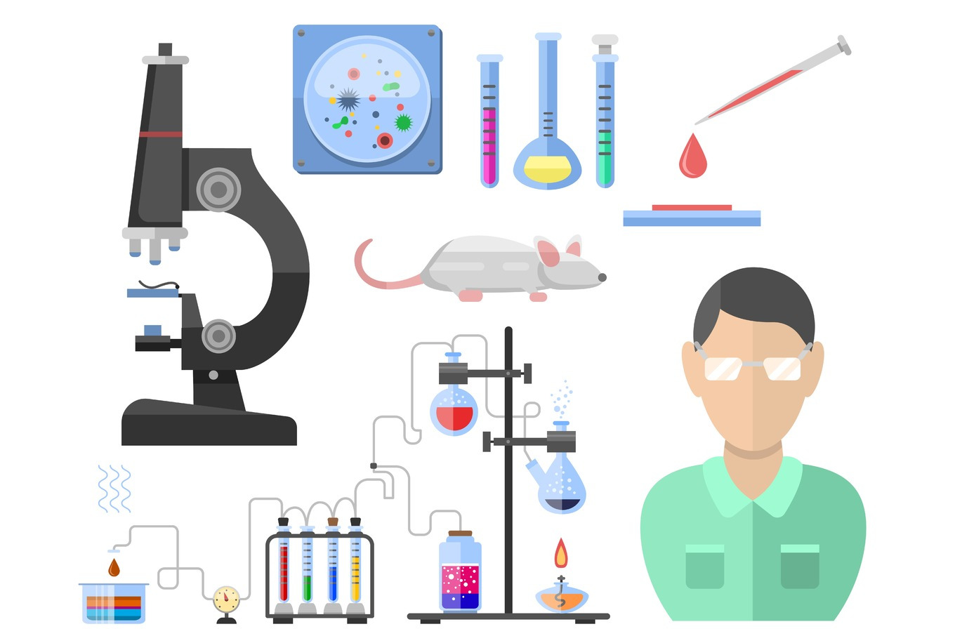 Lab symbols test medical laboratory scientific biology design molecule ...