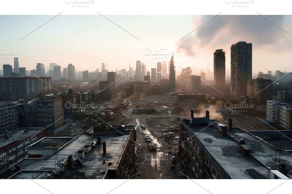 Post-apocalyptic cityscape with, an Object Illustration by Sergey ...