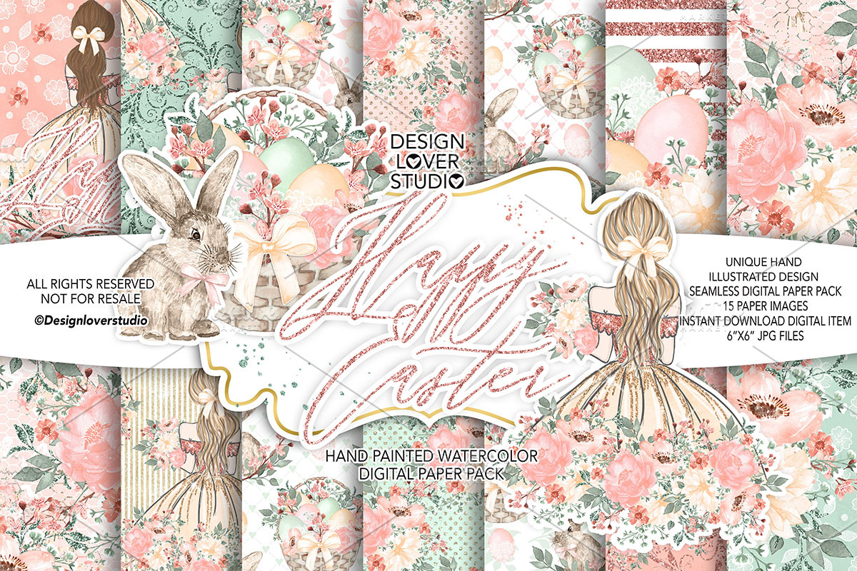 - 50%Happy Easter digital paper pack, a Pattern Graphic by ...