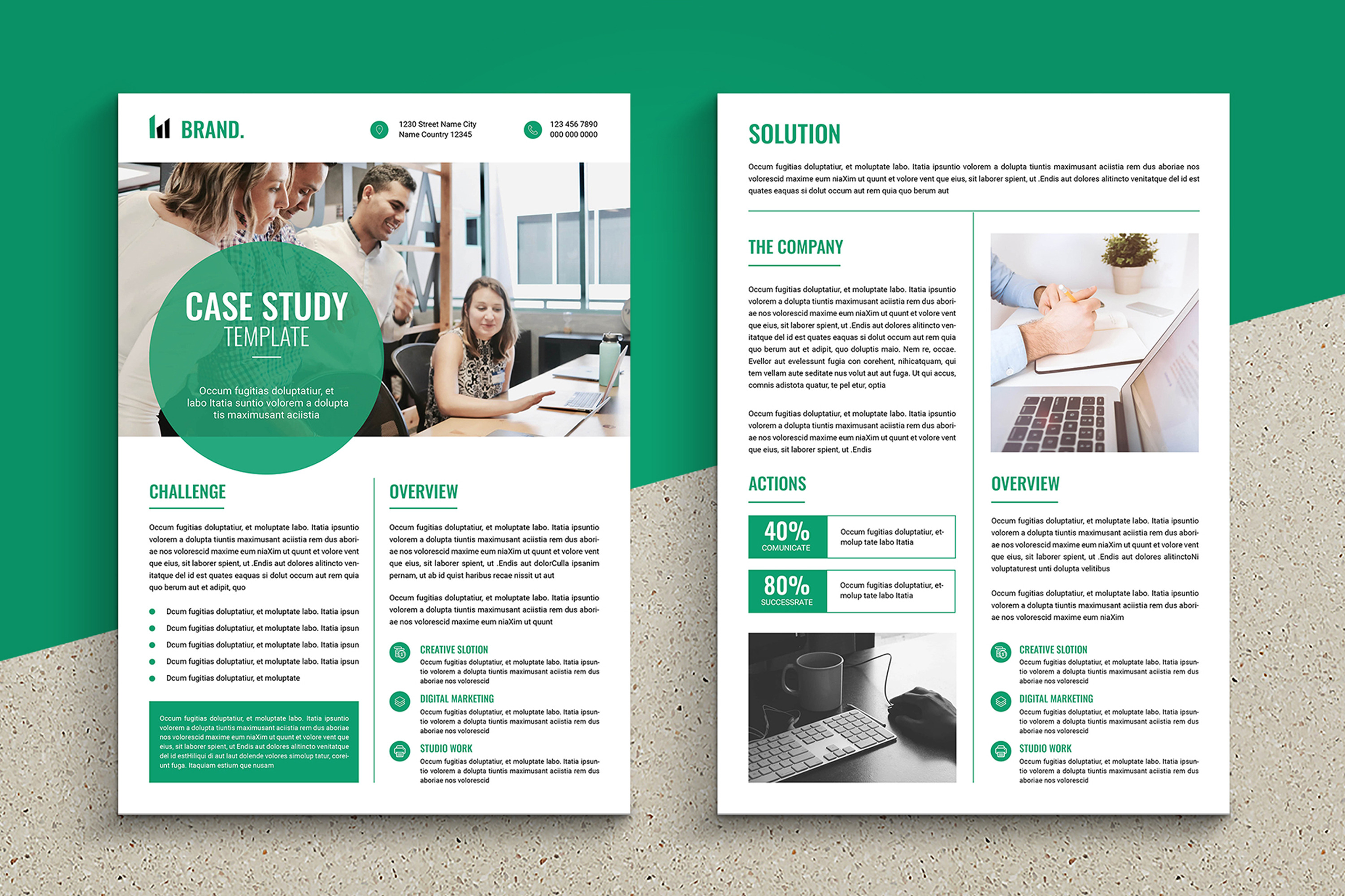 Corporate Case Study Template, a Flyer Template by evgenystudio