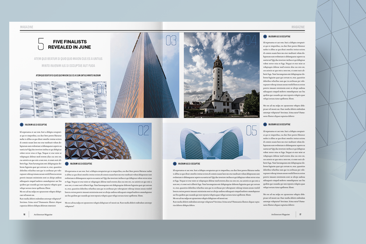 Blue Architecture Magazine Layout, a Magazine Template by Boris Cupac ...