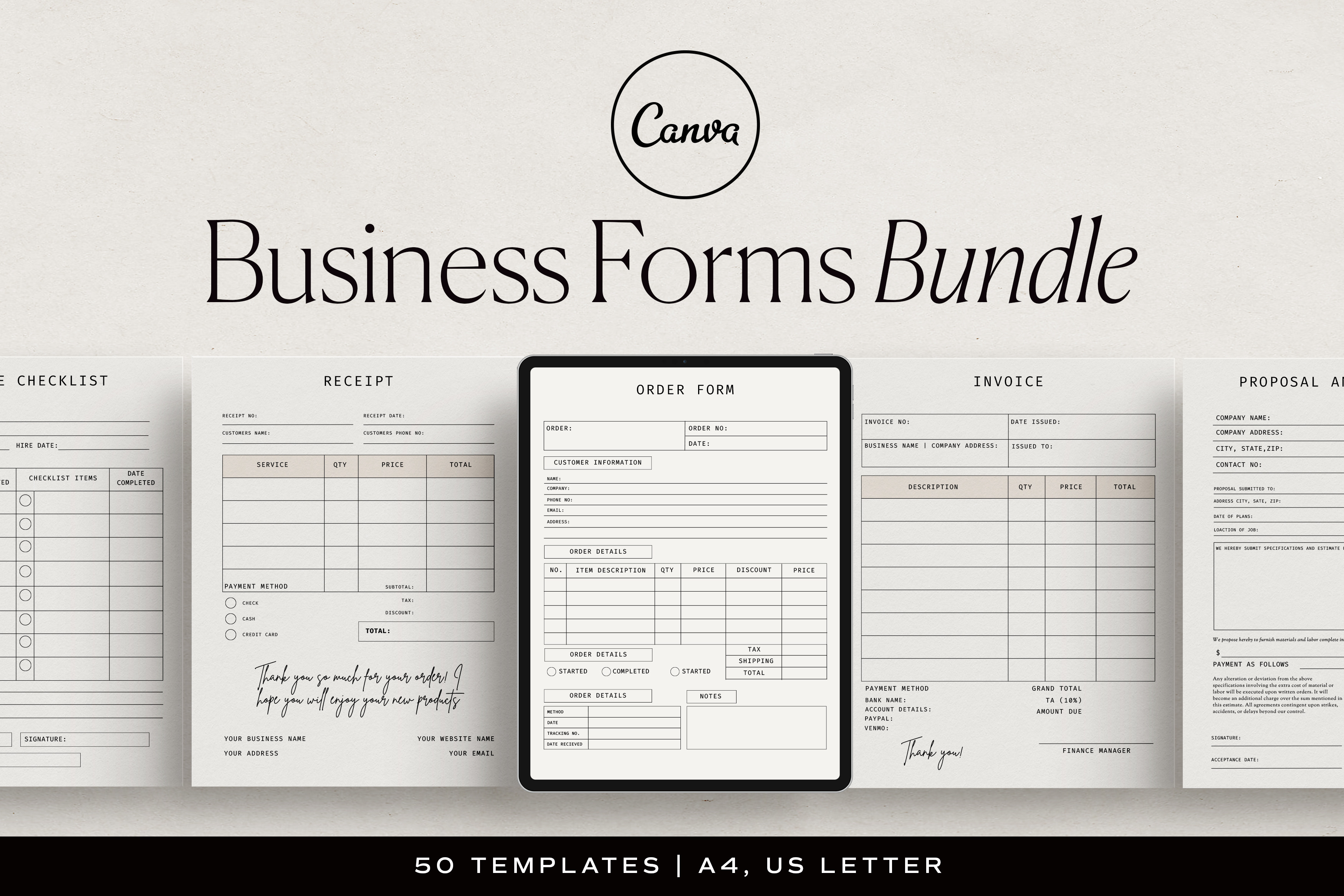 Business Forms Canva Template Bundle | Creative Market