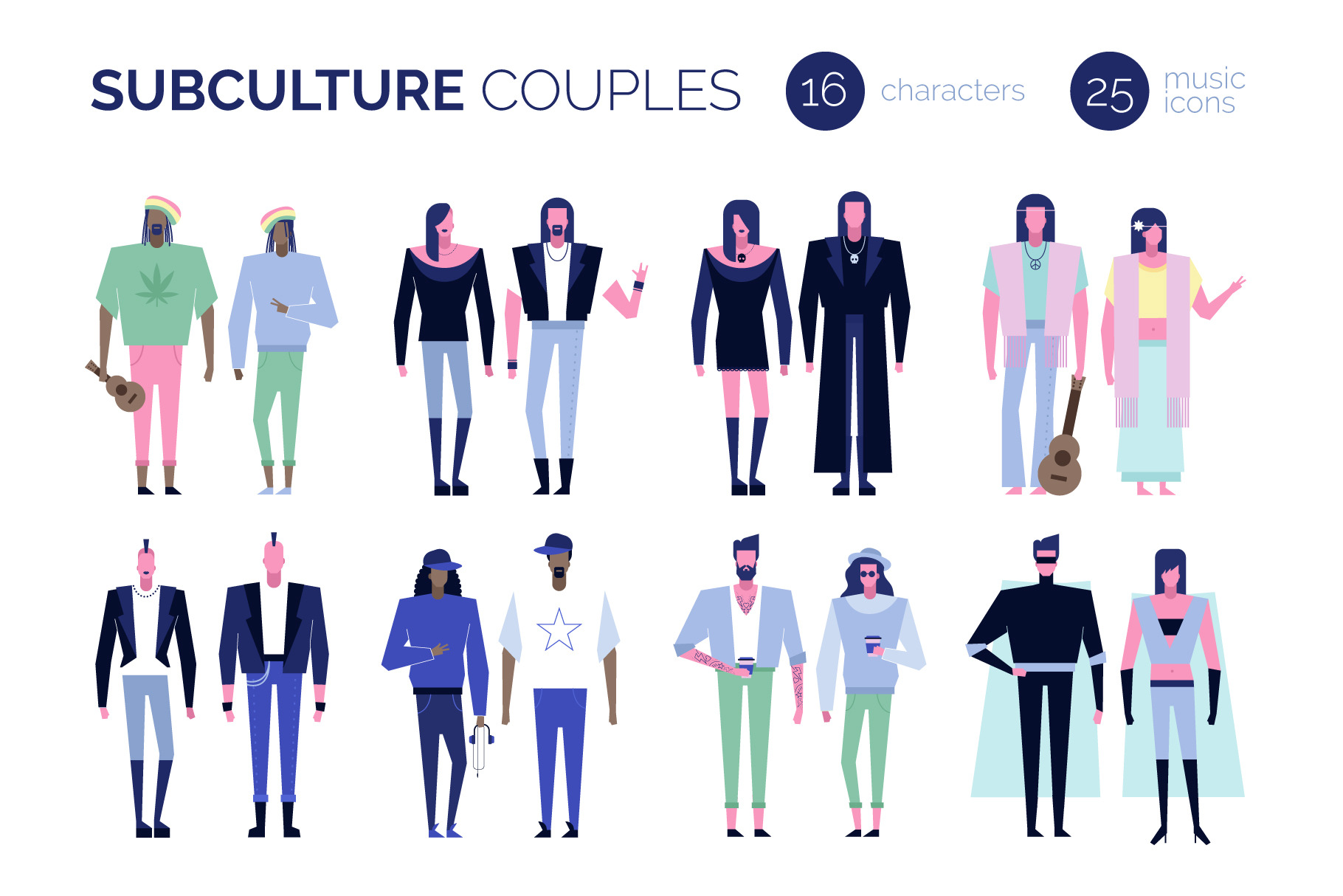 Be yourself. Subcultures set + icons, a Person Illustration by Trapezoid