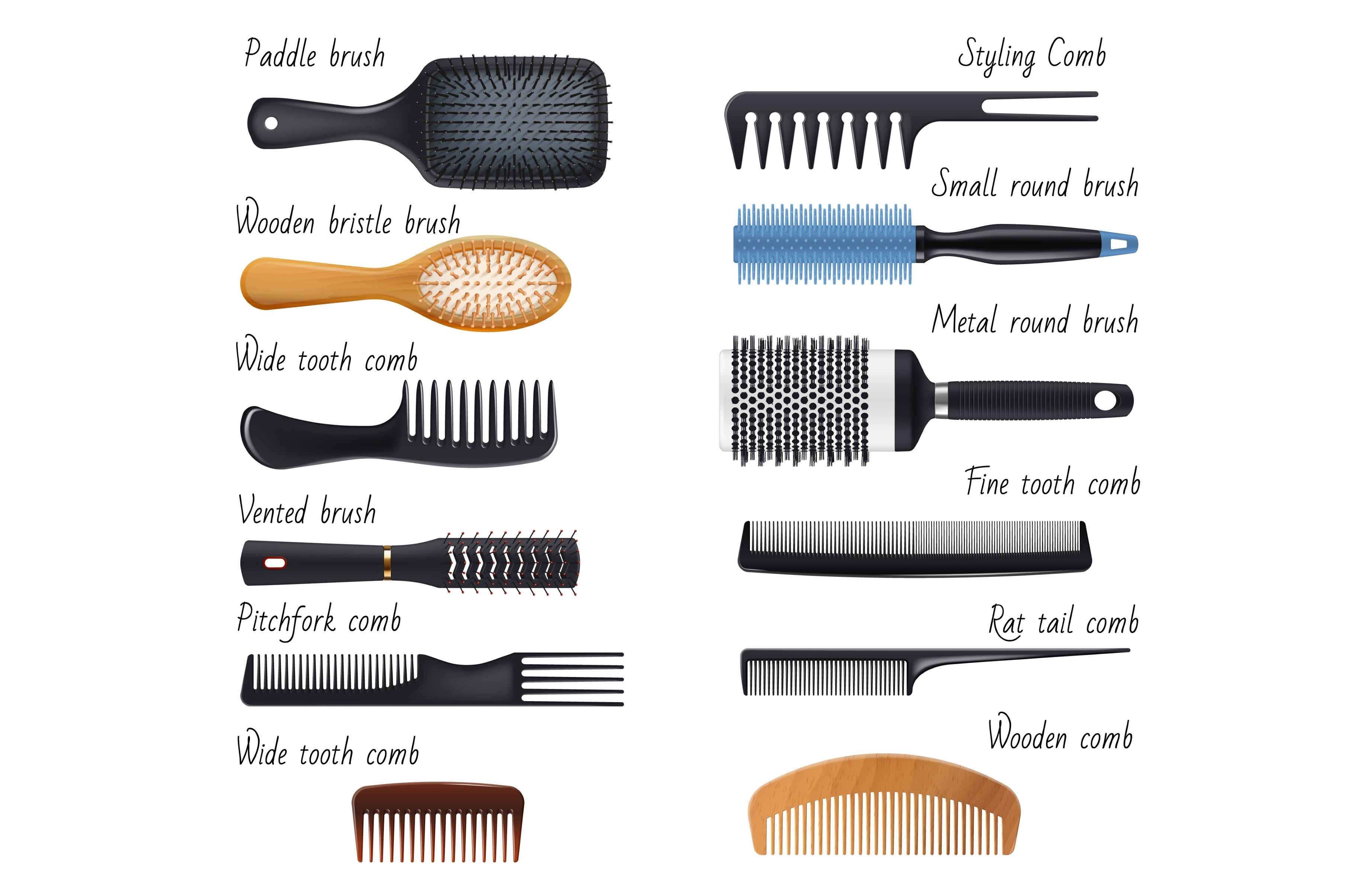 Hair combs and hairbrushes | Object Illustrations ~ Creative Market
