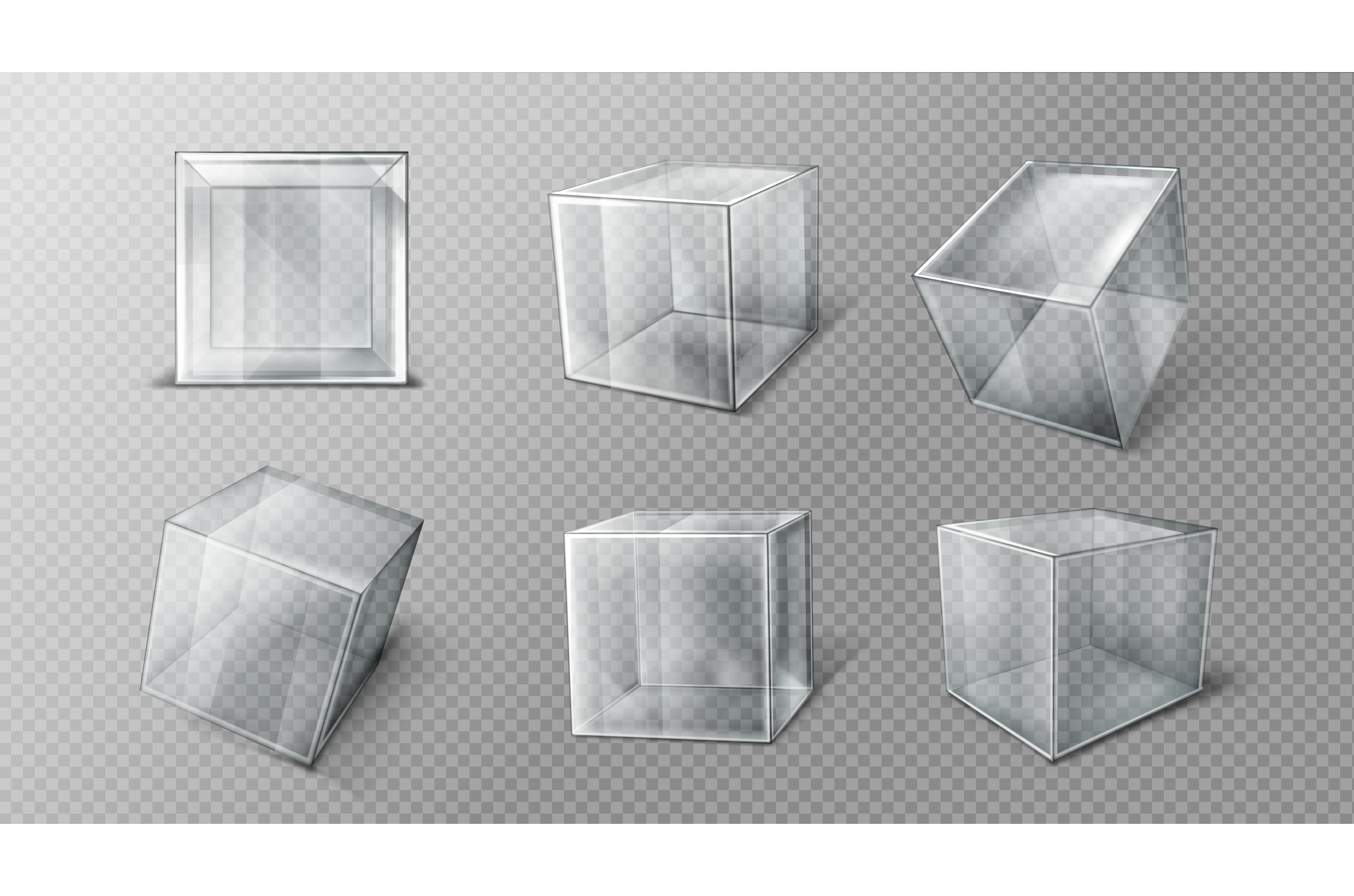 Plastic or glass cube in different | Graphic Objects ~ Creative Market