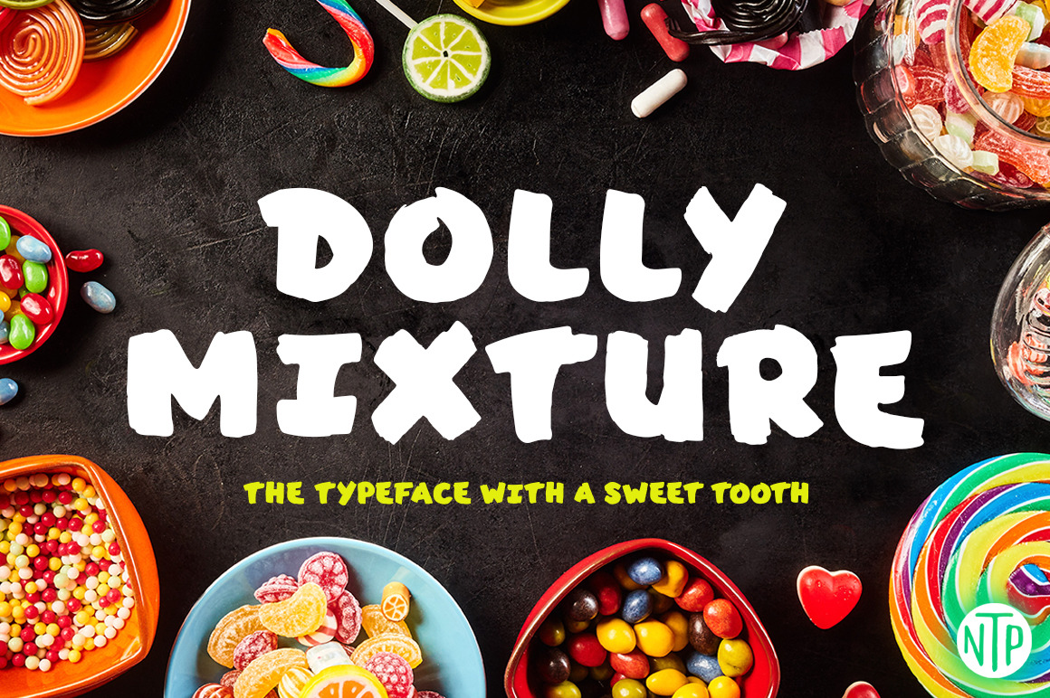 Dolly Mixture font, a Sans Serif Font by Neil Tony Porter