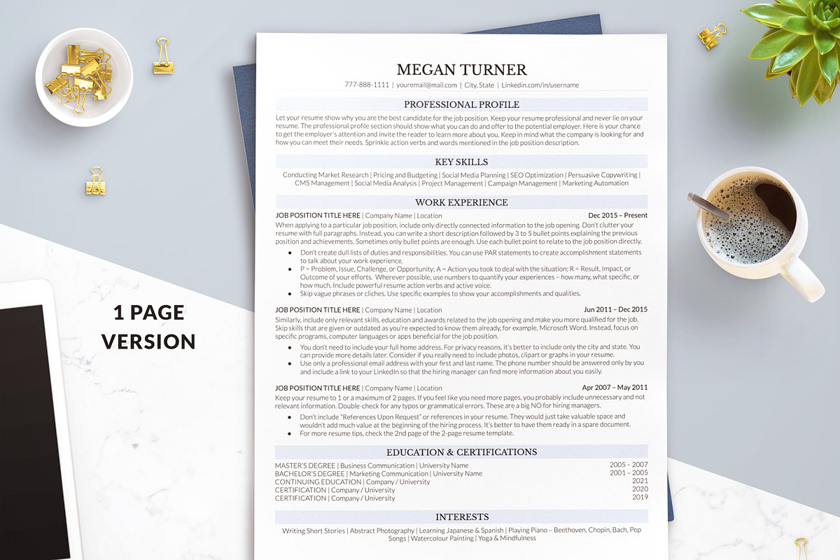 Simple Resume Template Google Docs | Creative Market