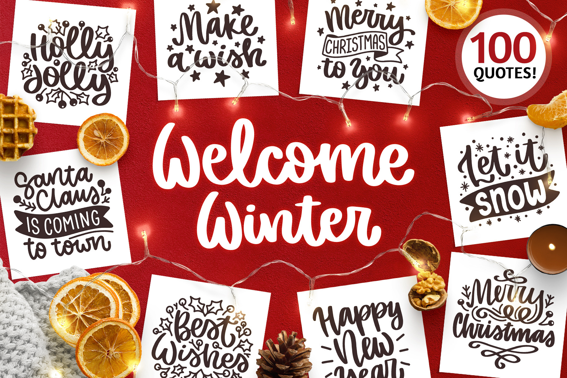 100 Christmas Quotes - Overlays Set, a Decorative Illustration by Velliniki