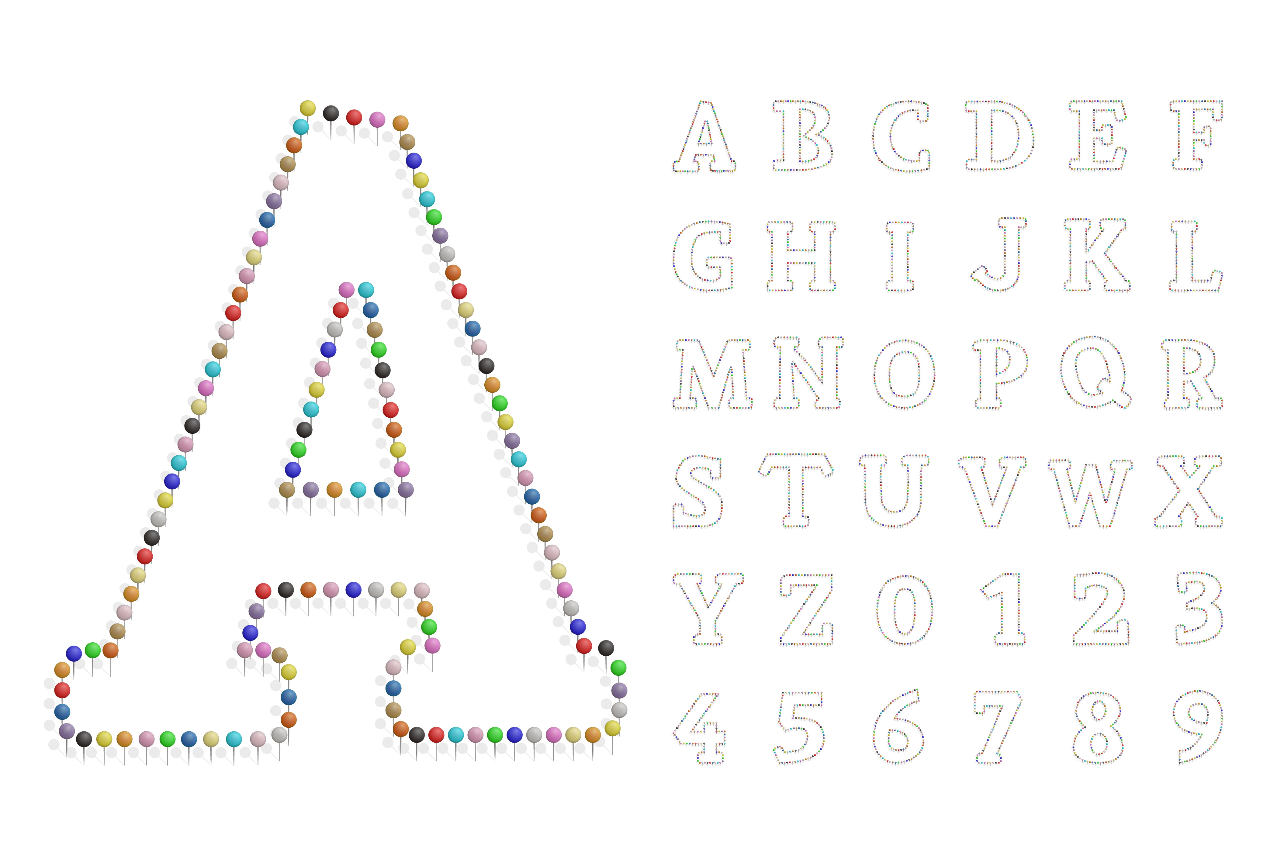 color pushpin letters and numbers | Education Illustrations ~ Creative ...