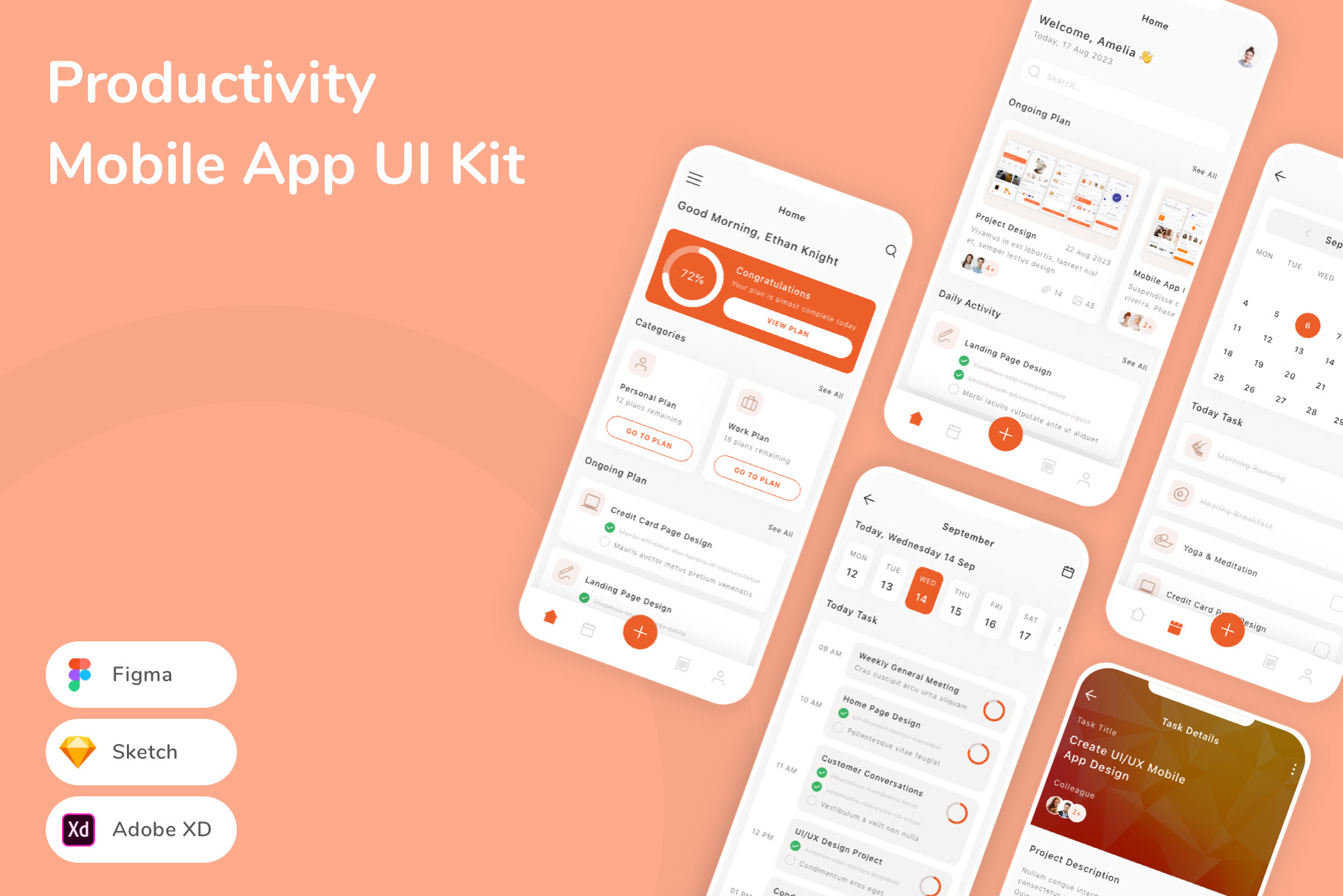 Productivity Mobile App UI Kit, an UI Kit Template by Betush
