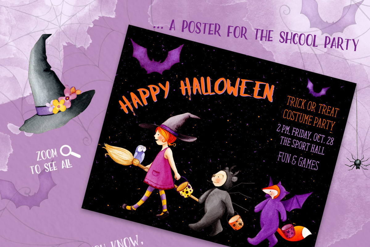 Sweet Halloween - Fall Watercolor, an Education Illustration by ...
