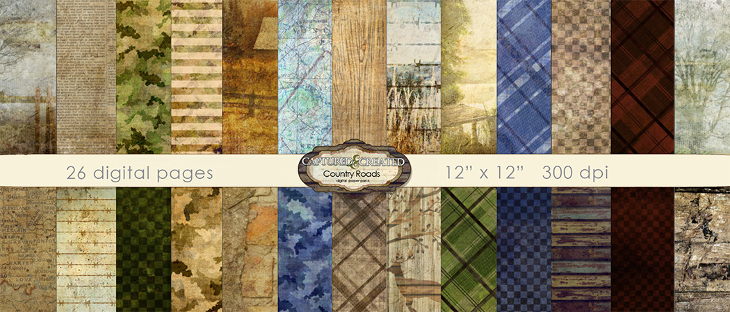 Country Roads 26 Scrapbook Paper, a Decorative Illustration by Captured ...