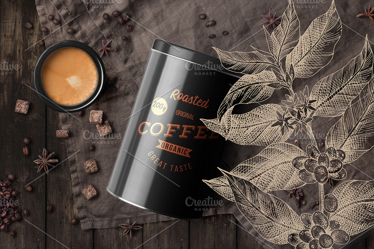 Hand drawn coffee design kit, a Food Illustration by handsketched