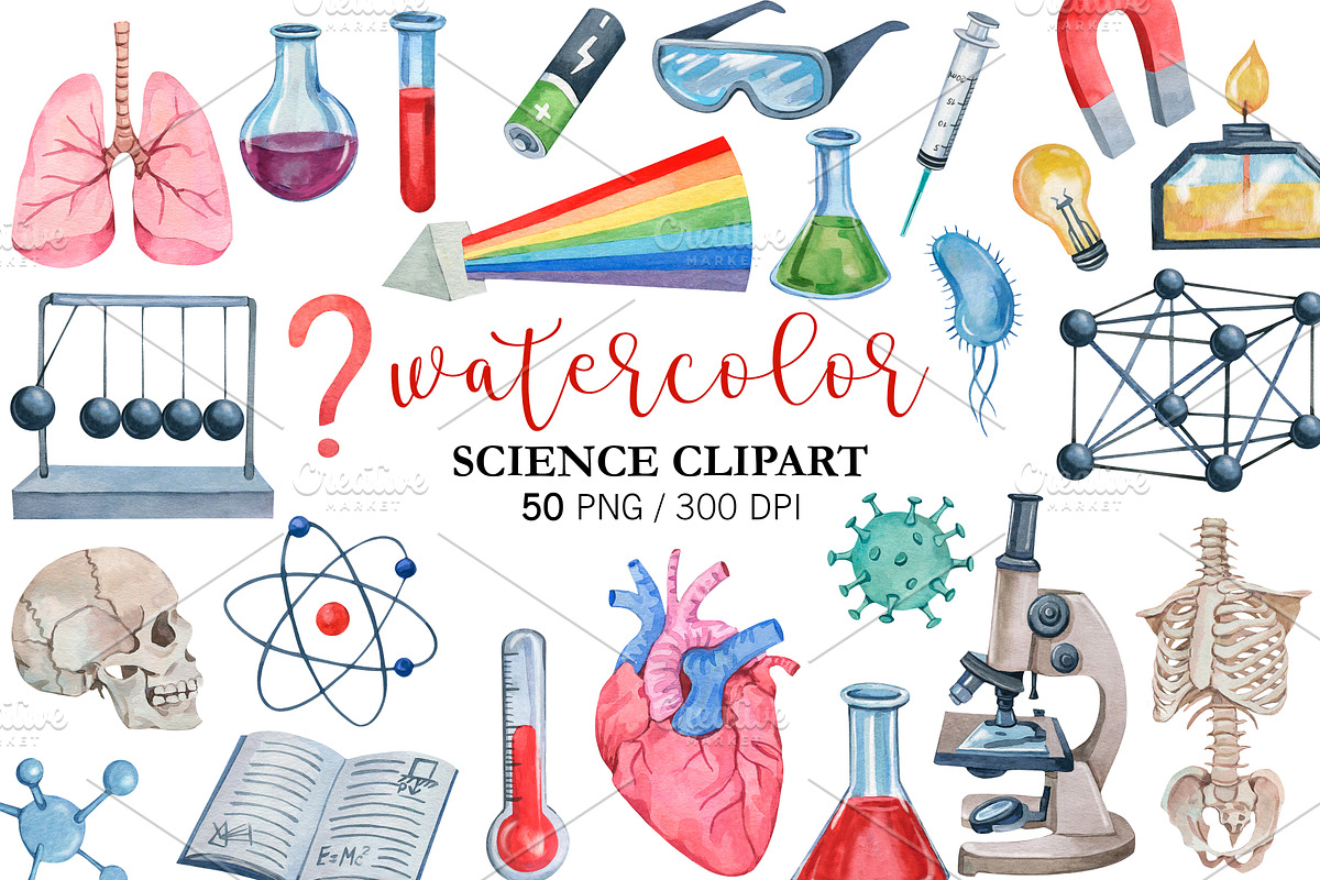 Watercolor Science Clipart Teacher PNG