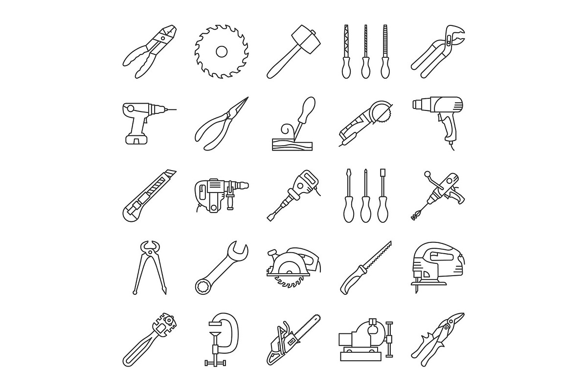 Construction tools linear icons set, an Outline Icon by IMG visuals icons