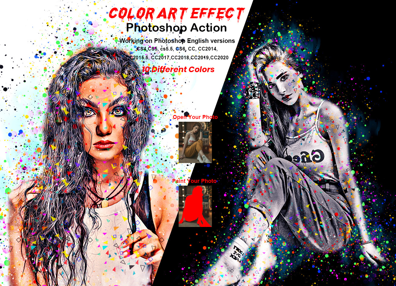 Color Art Effect Photoshop Action, an Action Add-On by Studio Retouch
