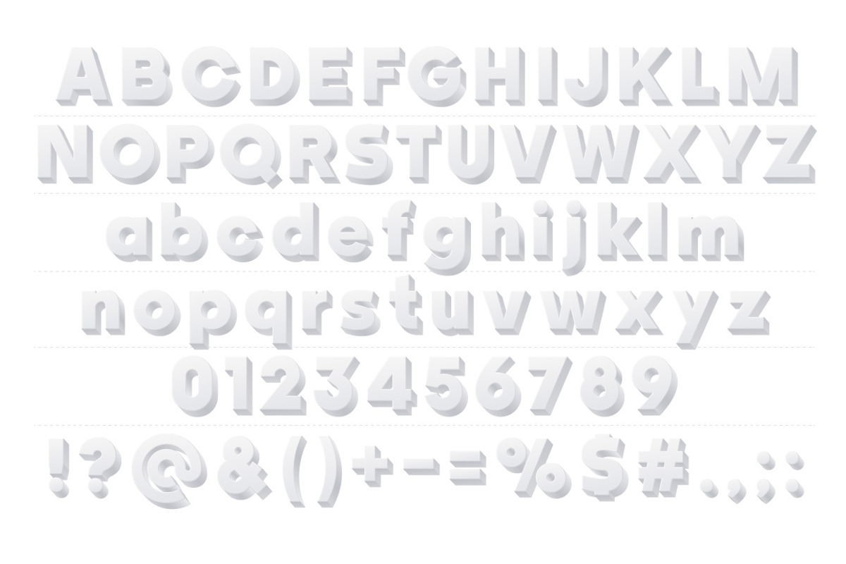 Vector alphabet of simple 3d letters, an Object Graphic by popskraft