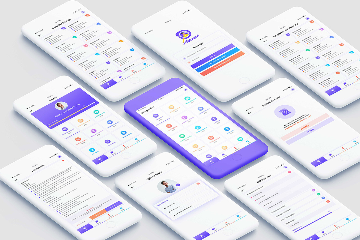 Job Portal Mobile App UI, an App Template by createuiux | Creative Market