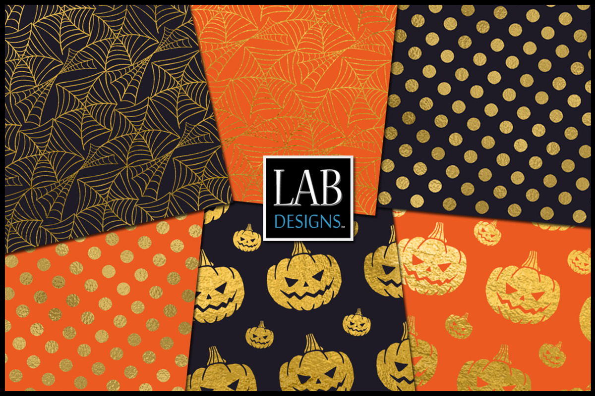 12 Halloween Gold Foil Backgrounds, a Texture Graphic by Lab Designs