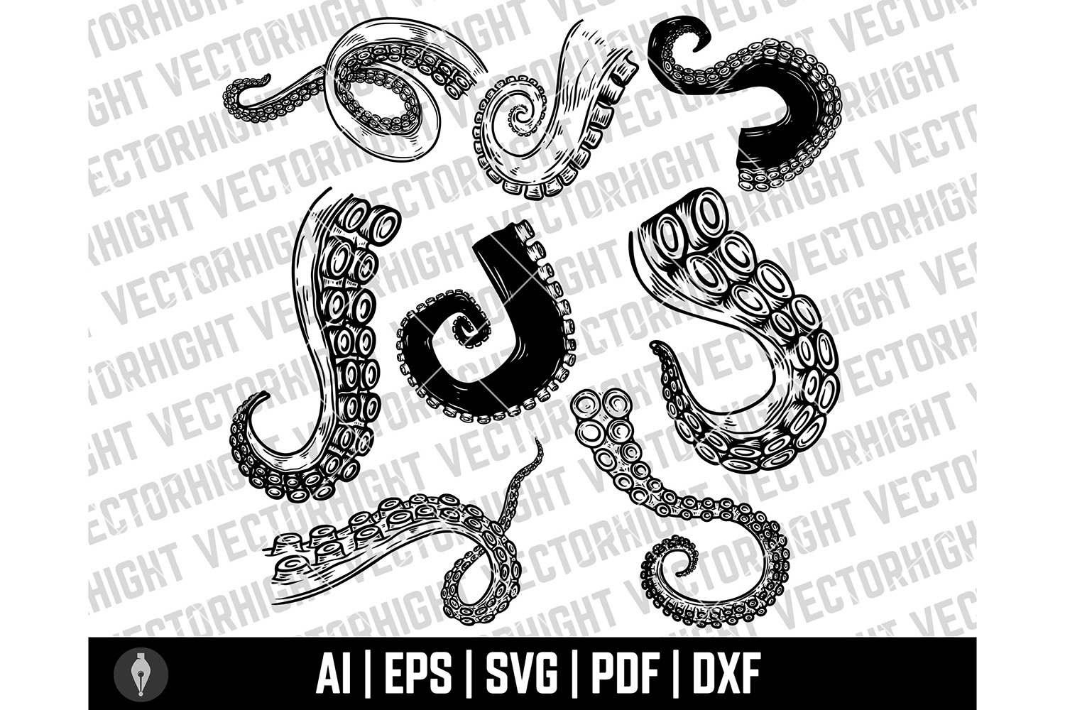 Set of octopus, squid tentacles, an Icon by Vectorhight | Creative Market