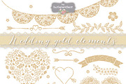 Wedding gold elements, an Object Graphic by burlapandlace