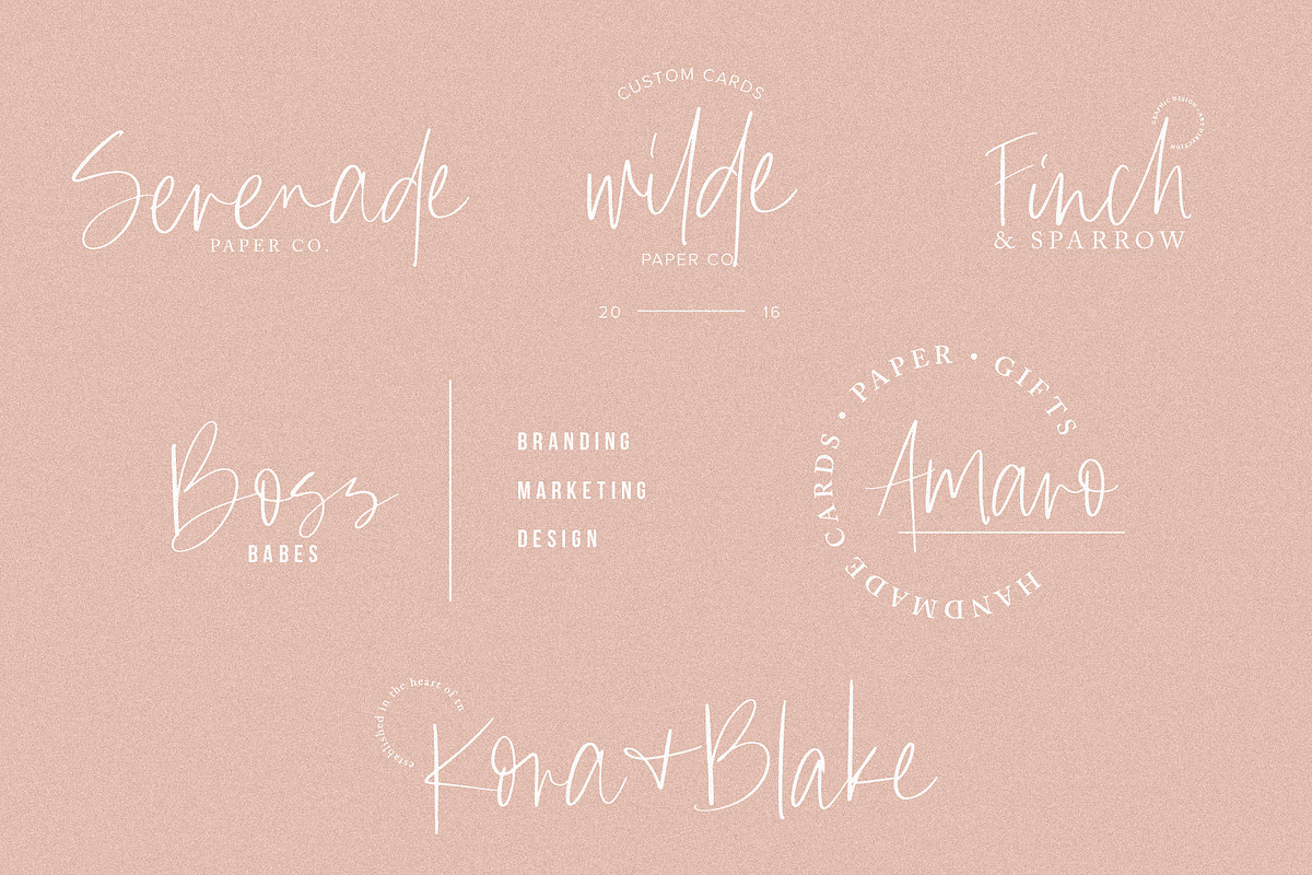 Amaro | Script + 6 Free Logos, a Script Font by Jen Wagner Co